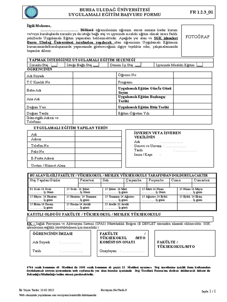 Zorunlu Staj Formu | PDF