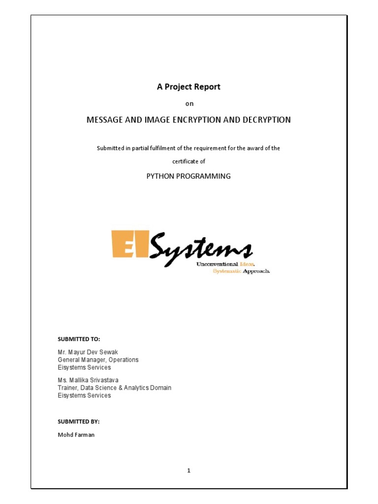 Farman Internship Project Report On Python | PDF | Encryption | Key (Cryptography)