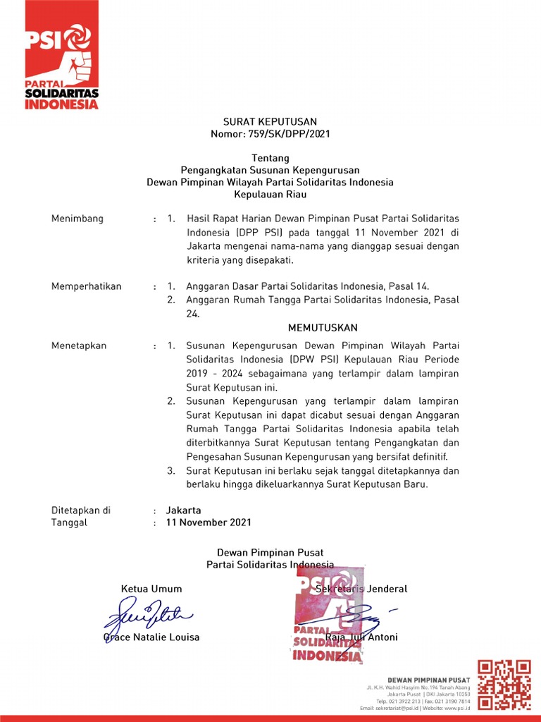 SK Psi Prov Kepulauan Riau | PDF