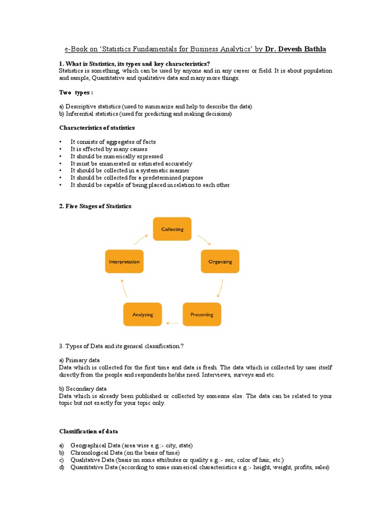 Ebook - Statistics Fundamentals For Business Analytics | Download Free PDF | Sampling ...