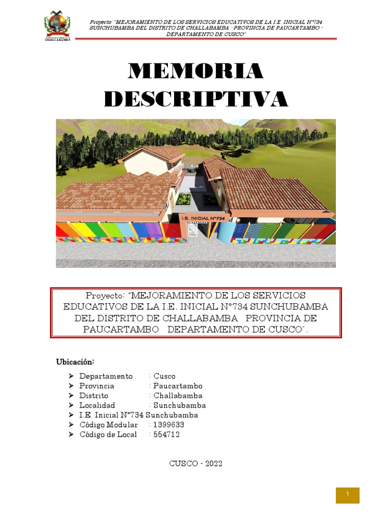 Memoria Descriptiva General | PDF