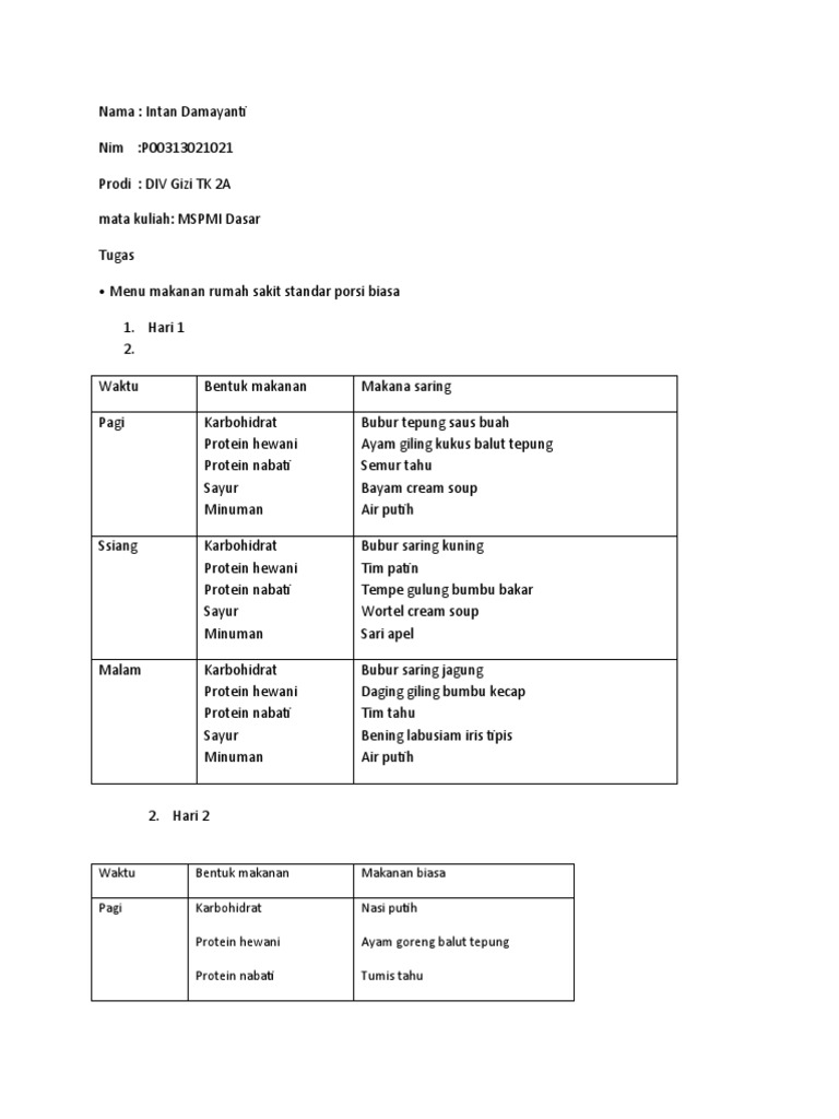 Menu Makanan Artis | PDF