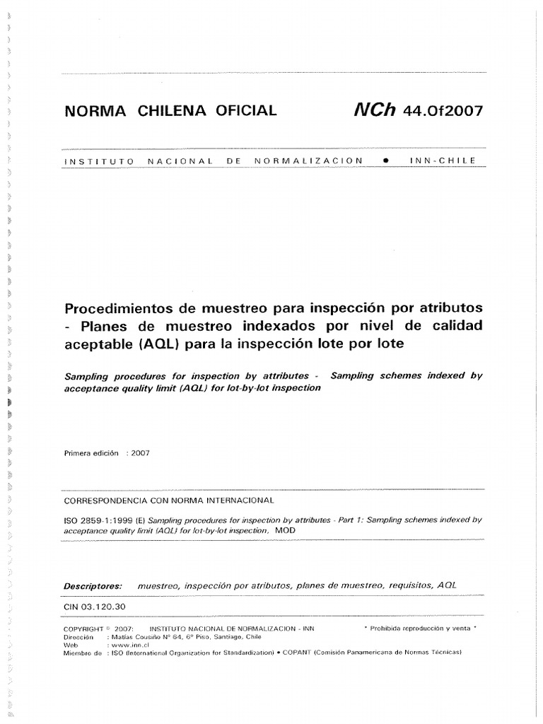 Norma Chilena Oficial NCH 44of2007 | PDF