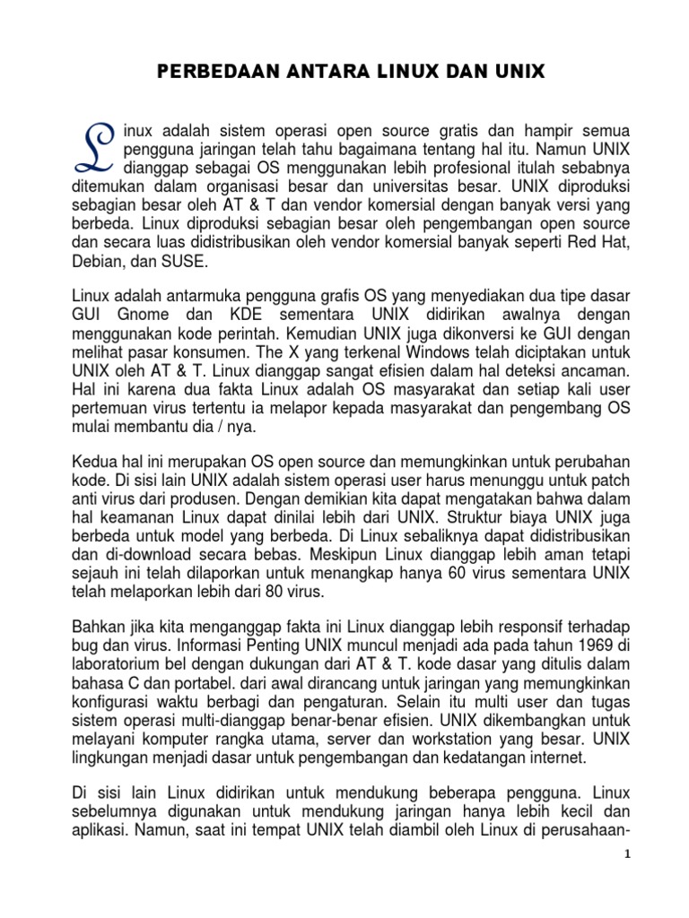 Perbedaan Unix Dan Linux | PDF | Seni | Komputer