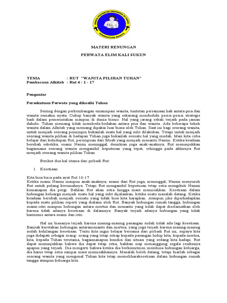 MATERI RENUNGAN Perwata | PDF