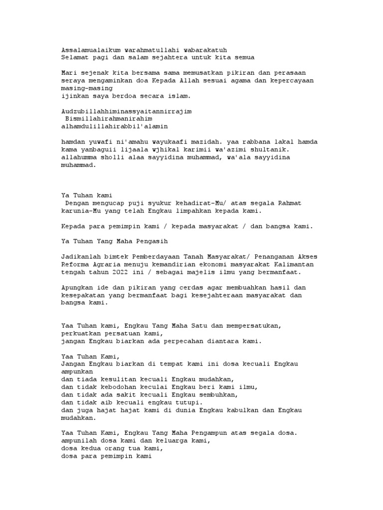 Doa Pembukaan Bimtek 2022 | PDF | Pengembangan Diri | Agama & Spiritualitas