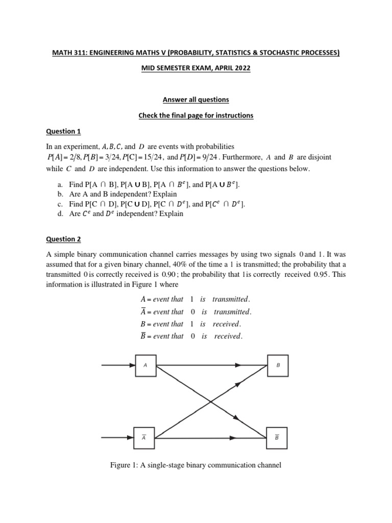 Mid Semester Exam Math 311 Pdf 