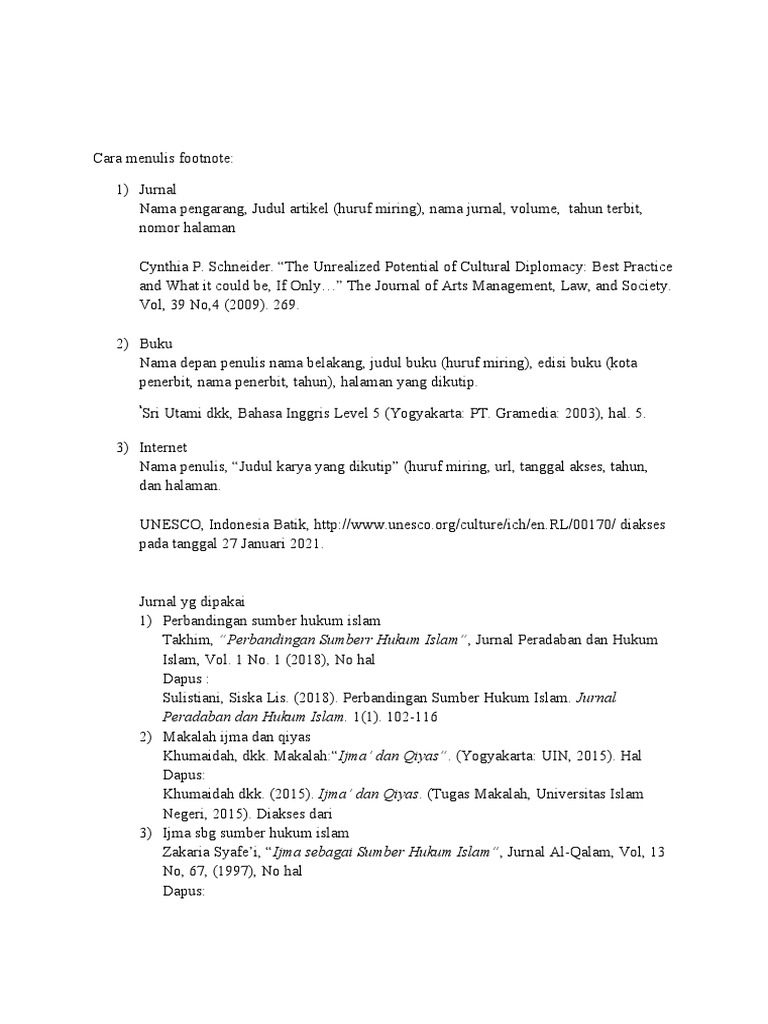 Cara Menulis Footnote | PDF