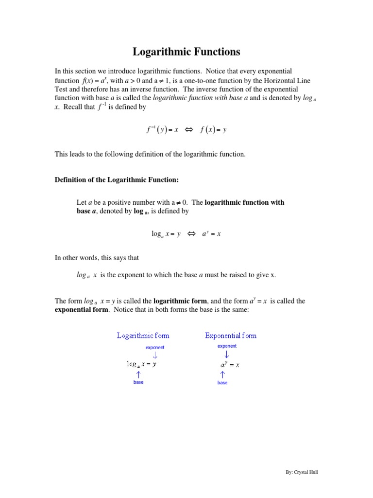 Math1414 Logarithmetic Functions Pdf Logarithm Function Mathematics