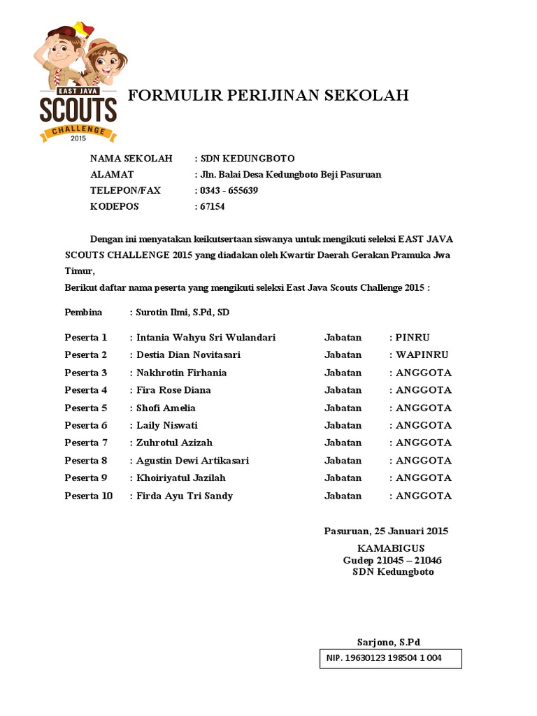 FORMULIR PERIJINAN SEKOLAH | PDF