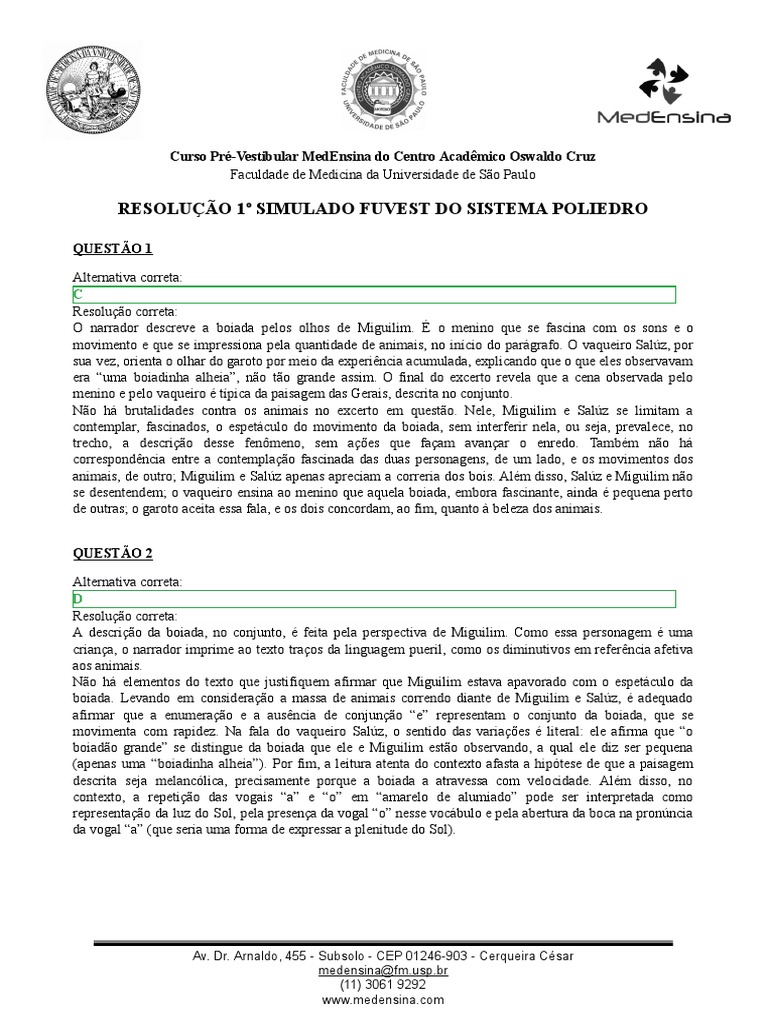 Resolução 1º Simulado FUVEST | PDF | Triângulo | Função (Matemática)