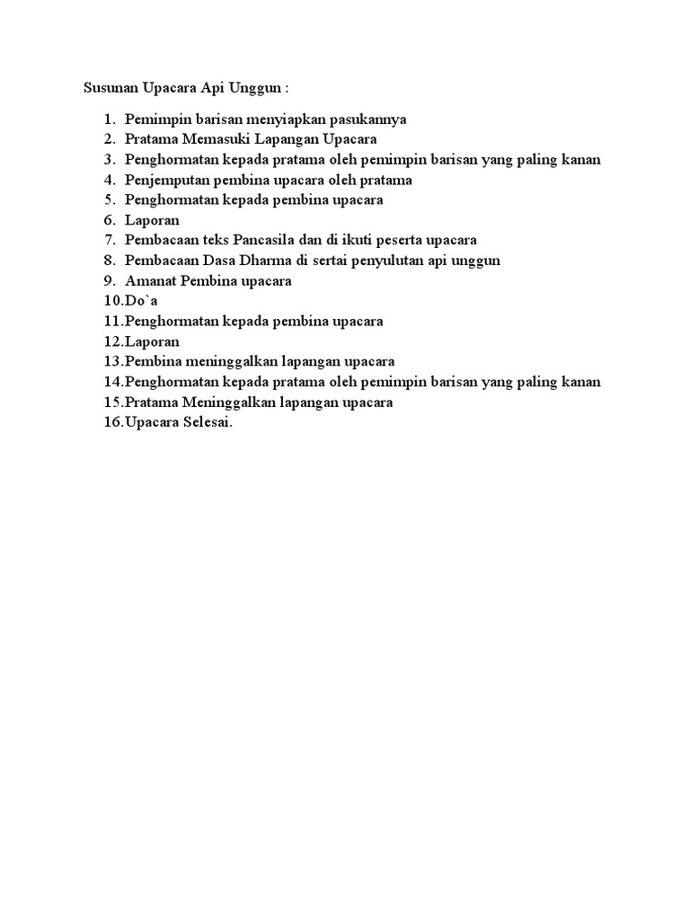 Susunan Upacara API Unggun | PDF