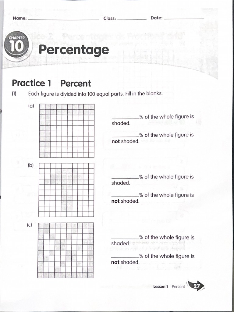 Workbook Grade 5 Chapter 10 Percentage | PDF