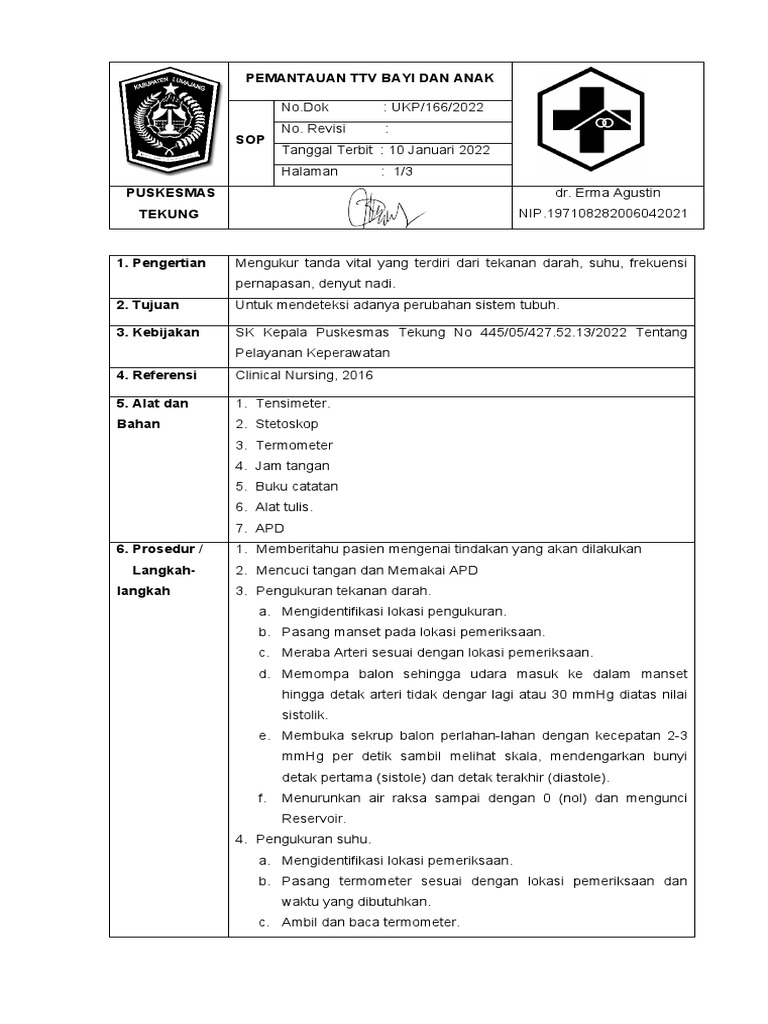 SOP Pemantauan TTV Bayi Dan Anak (Anisa) | PDF | Pengembangan Diri ...