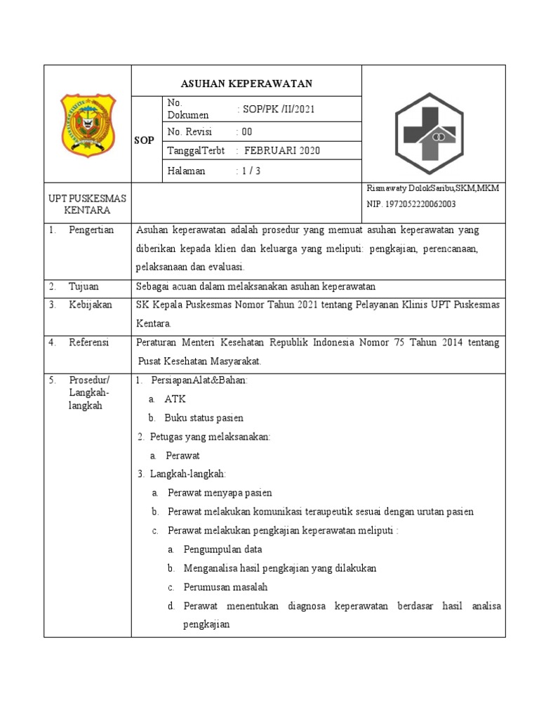 Sop Asuhan Keperawatan | PDF