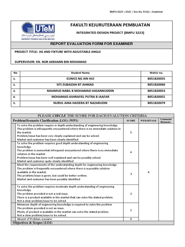 IDP Report - Jig and Fixture With Adjustable Angle | PDF | Engineering ...