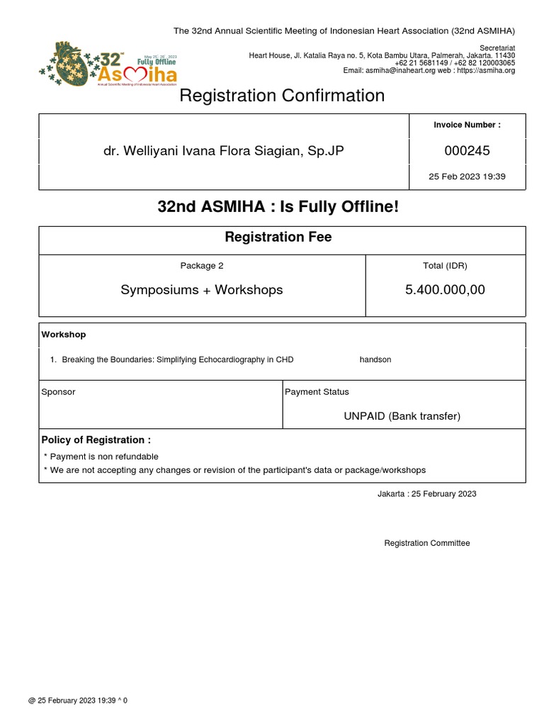 32nd ASMIHA Registration Info | PDF