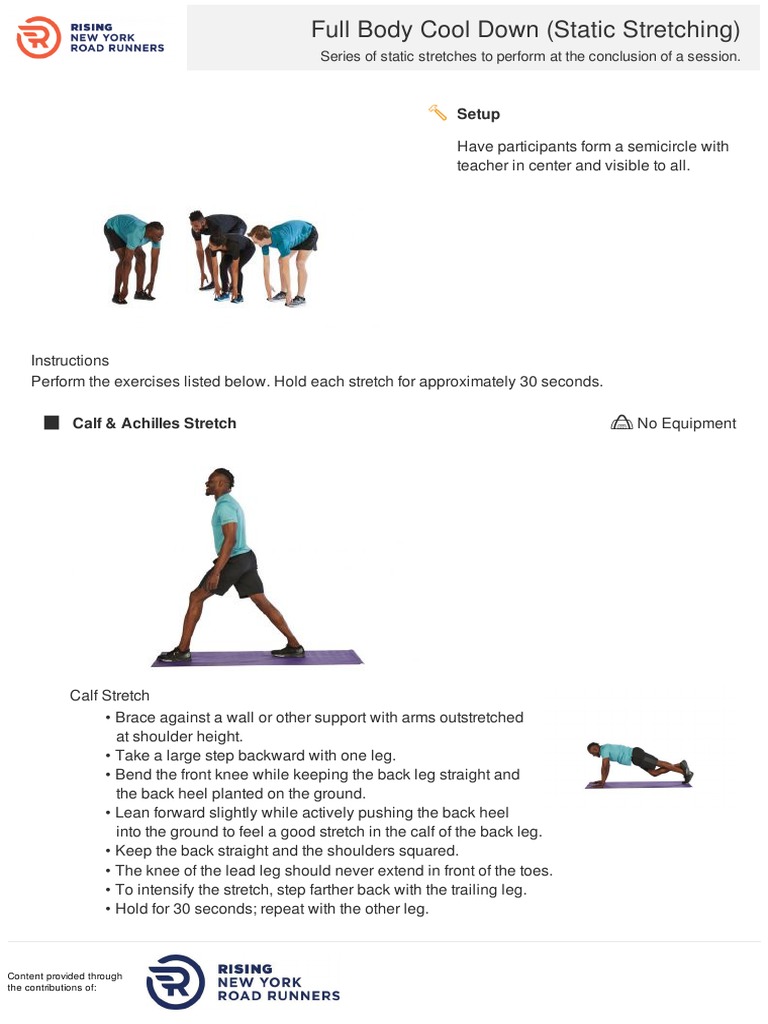 Full Body Cool Down Static Stretching | PDF | Anatomical Terms Of ...