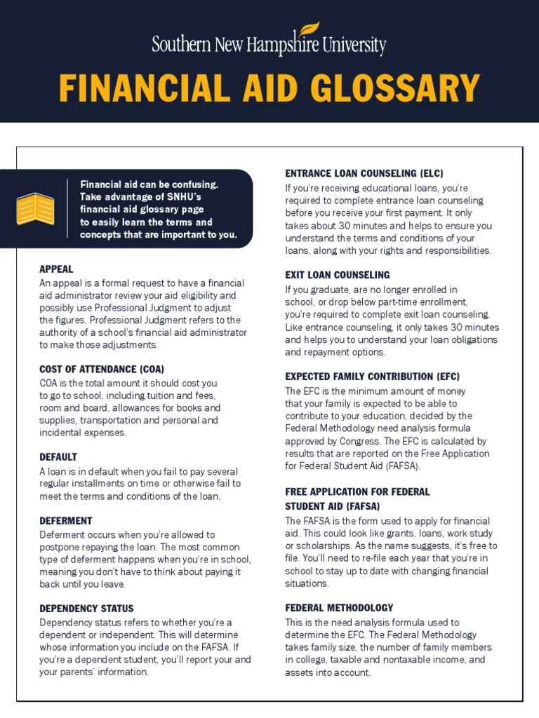 Glossary of Financial Aid Terms | PDF | Student Financial Aid In The ...
