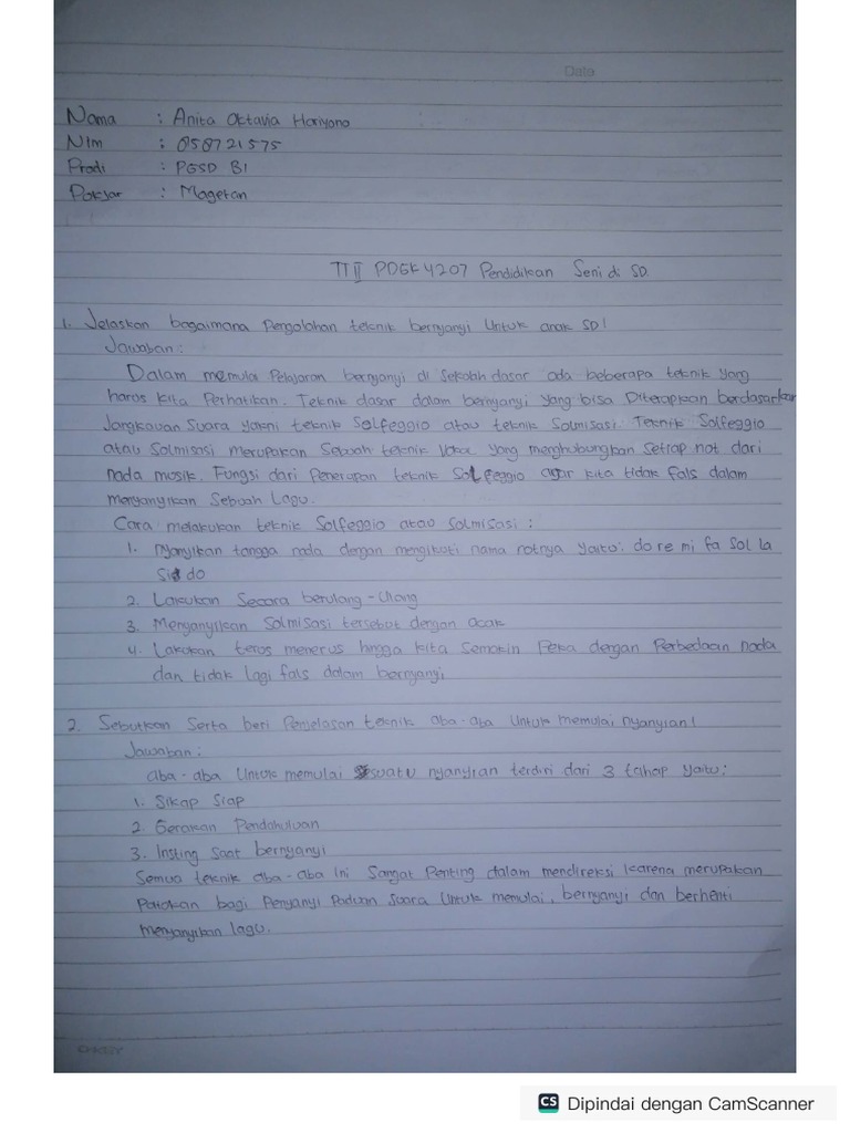 TT 2 - ANITA OKTAVIA H - 858721575 - PGSD BI - SENI Di SD | PDF