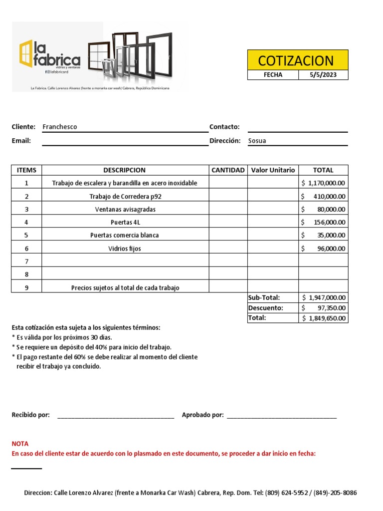 COTIZACIONES (2) | PDF | Materiales