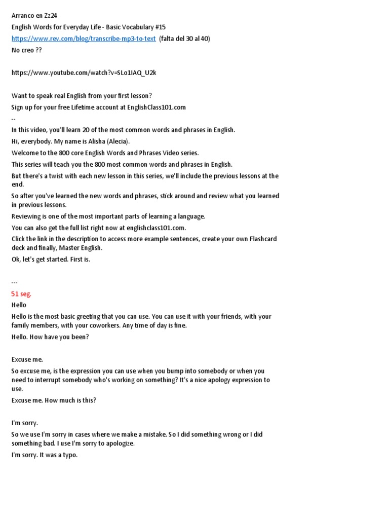 Ingles 800 Words | PDF | Workweek And Weekend
