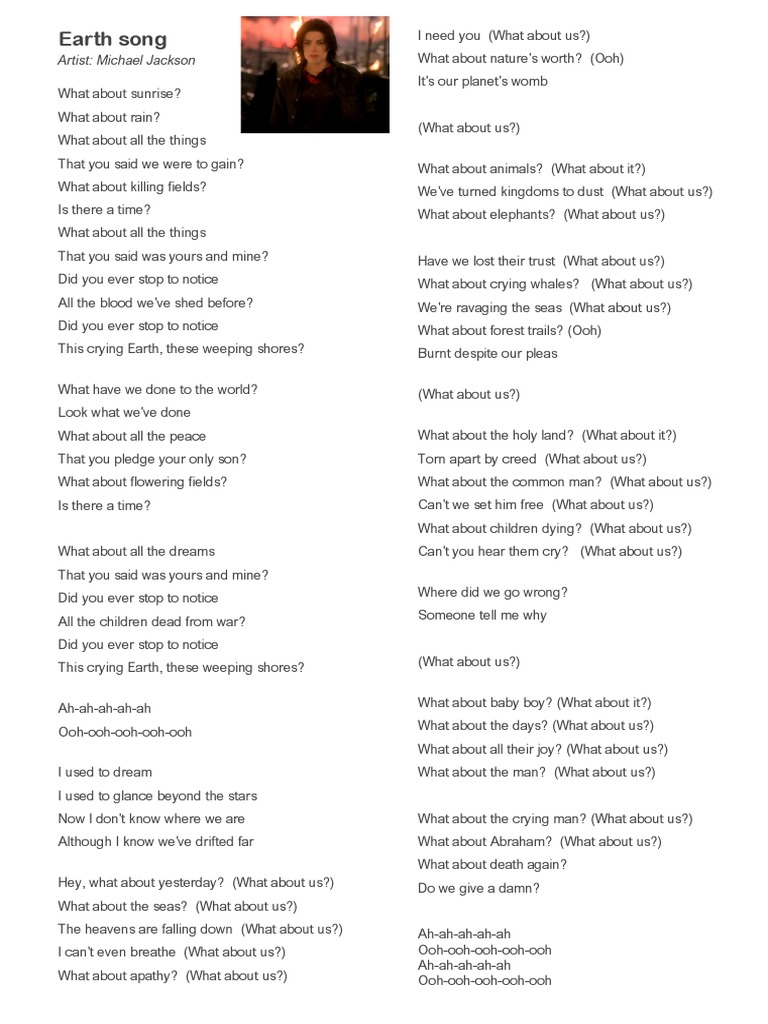 Michael Jackson's Earth Song Lyrics | PDF