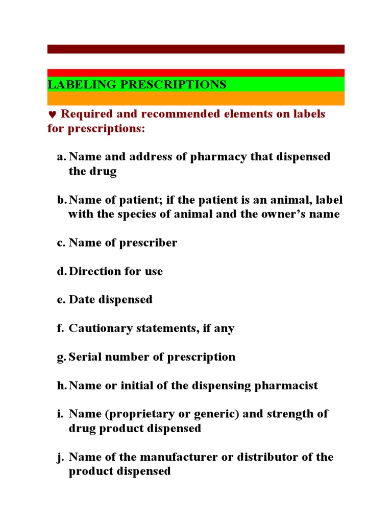 BUD_LABELING PRESCRIPTIONS | PDF | Pharmacy | Prescription Drugs