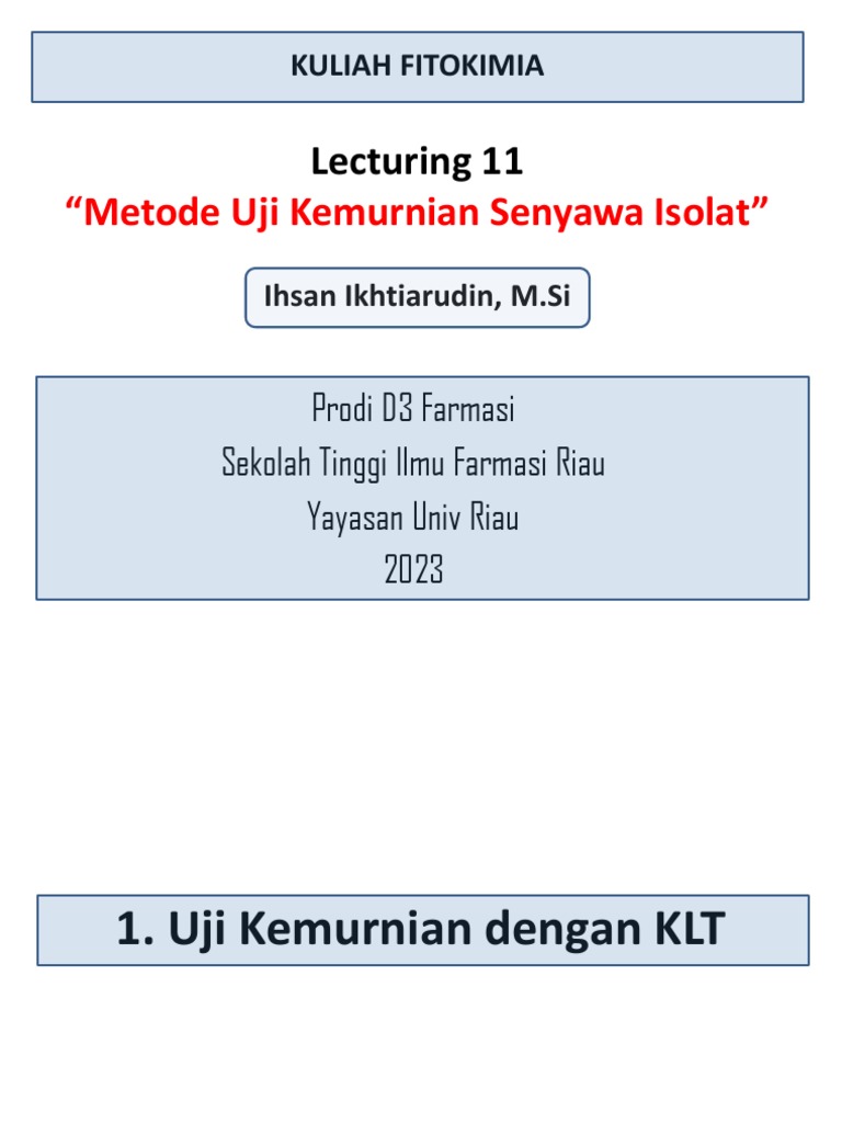 Uji Kemurnian Senyawa Isolat | PDF