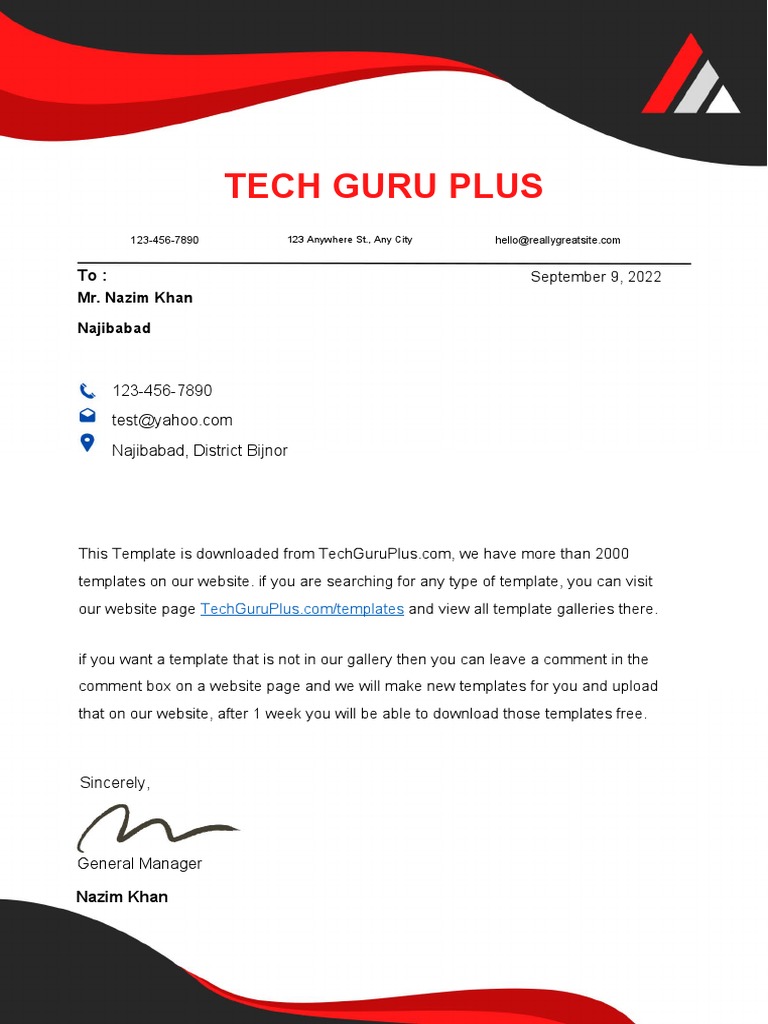 Tech Guru Plus Template for Letter | PDF
