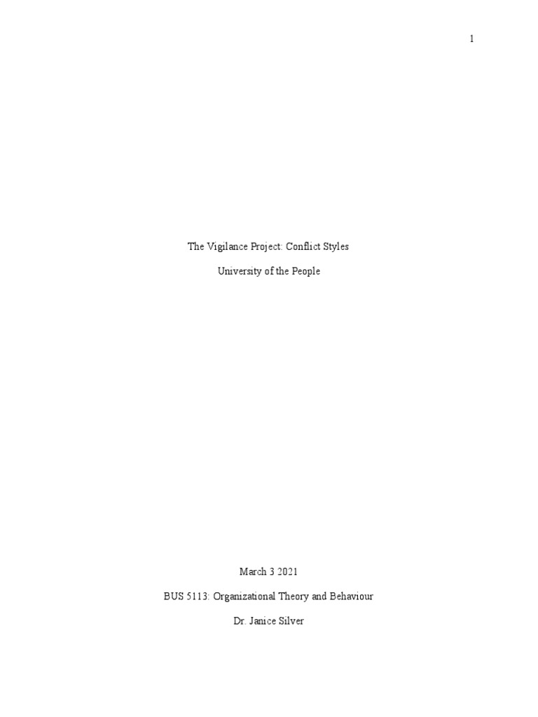 The Vigilance Project - Conflict Styles | PDF