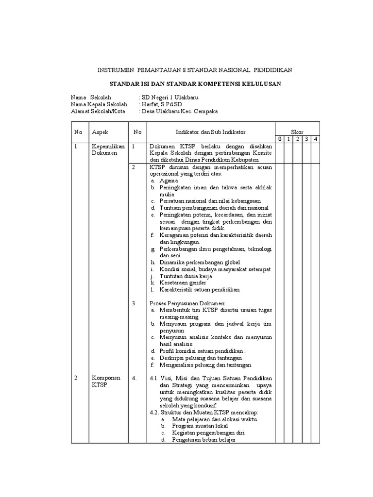Standar Isi Dan Standar Kompetensi Kelulusan | PDF