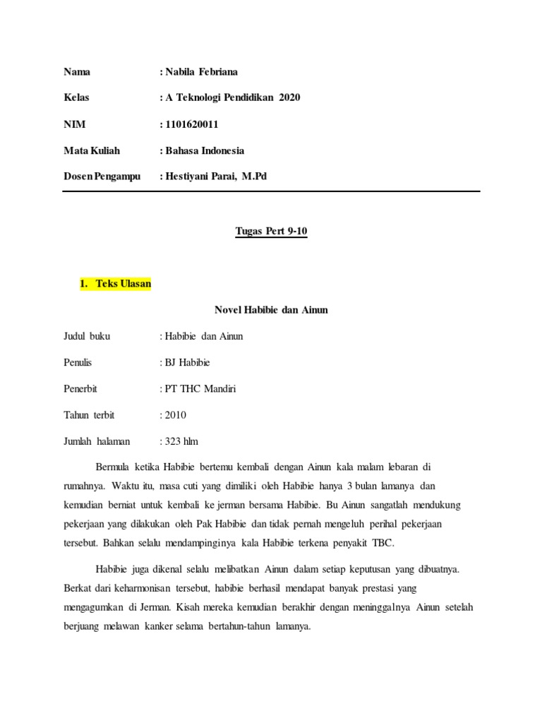 Nabila Febriana - 1101620011 - Tugas Pert.9-10 - Bahasa Indonesia | PDF