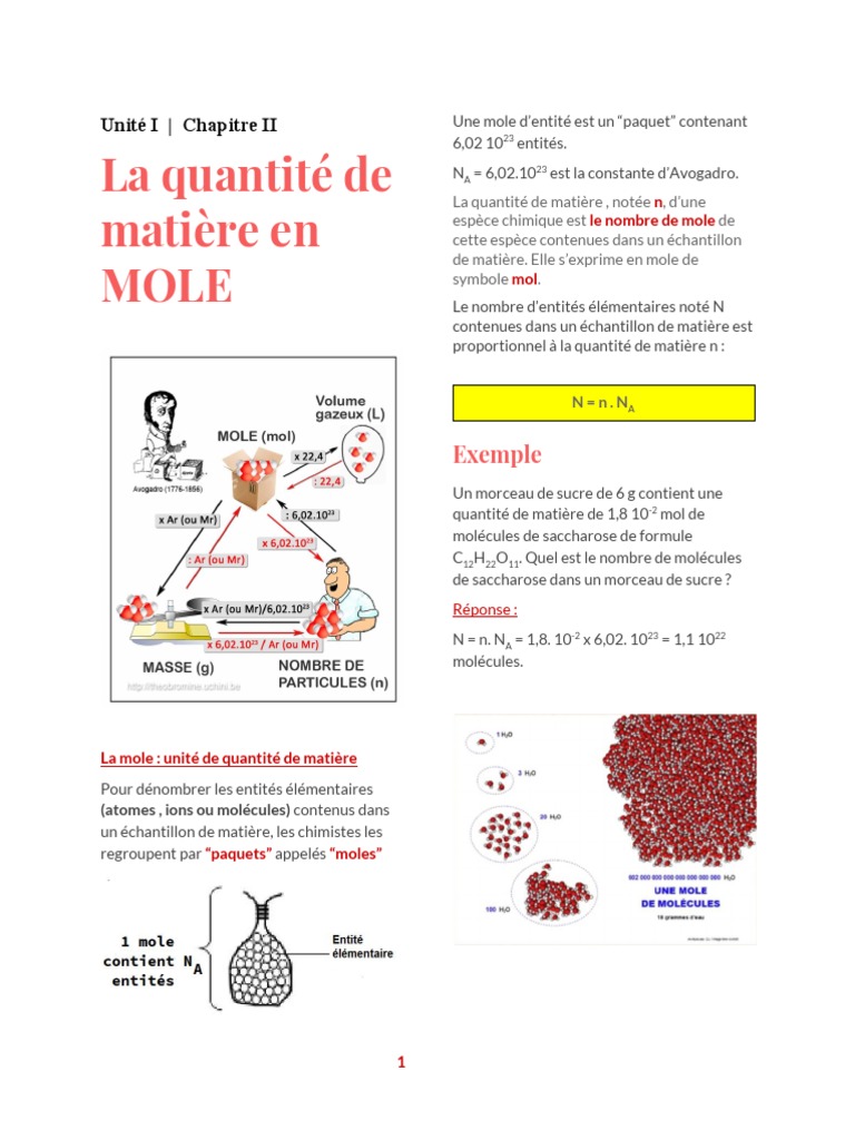 La mole : définition et applications | PDF | Mole (unité) | Molécules