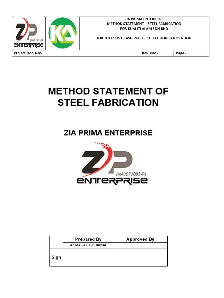 289436810-Steel-Fabrication-Method-Statement | PDF | Welding | Construction
