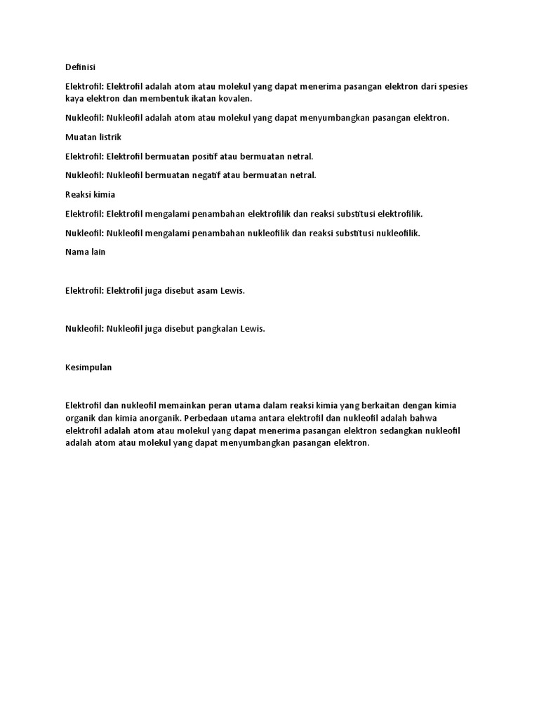 Perbedaan Nukleofil Dan Elektrofil | PDF