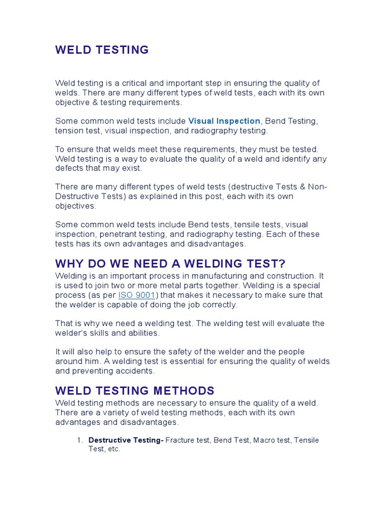 Weld Testing | PDF | Nondestructive Testing | Welding
