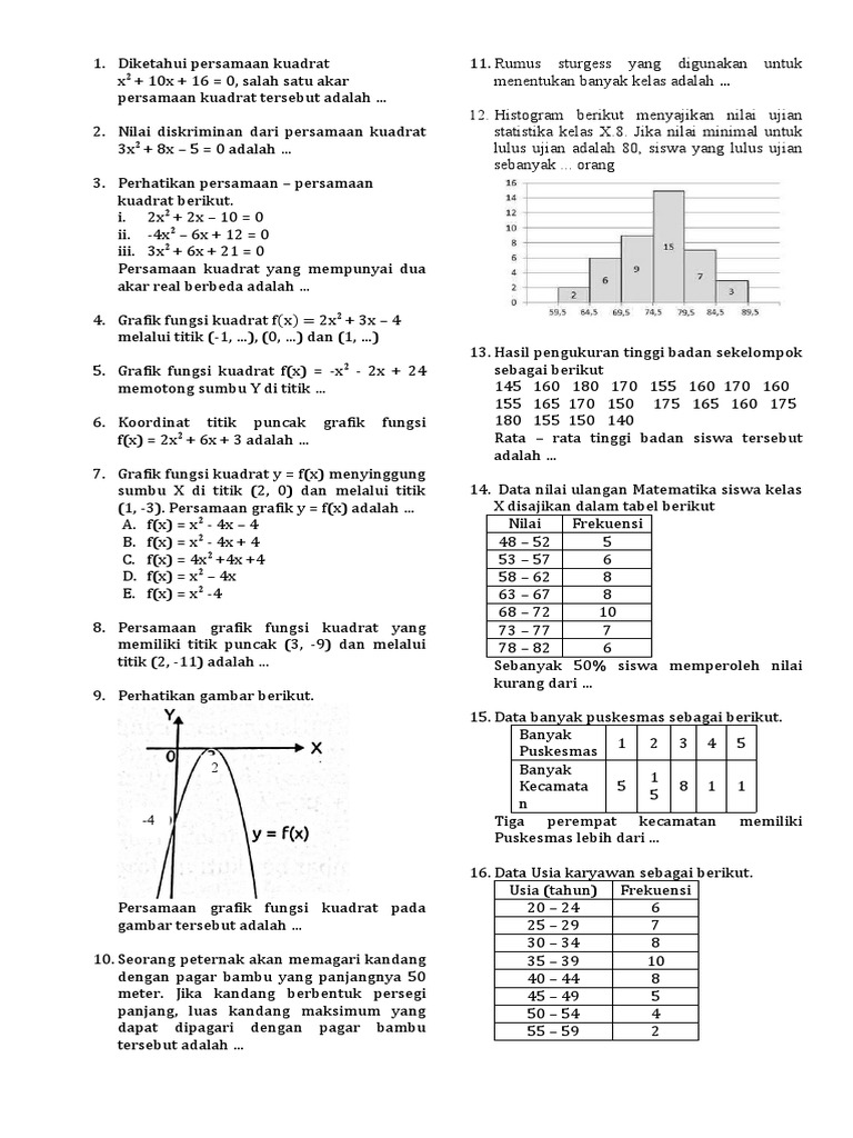 Kisi2 Us Kelas 10 Sem 2 20222023 | PDF