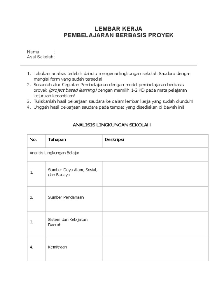 Lembar Kerja PJBL | PDF | Seni