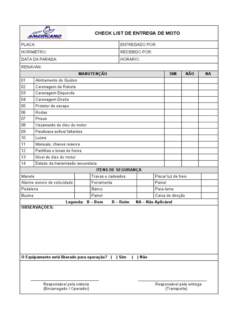 ANEXO - Check-List MOTO | PDF