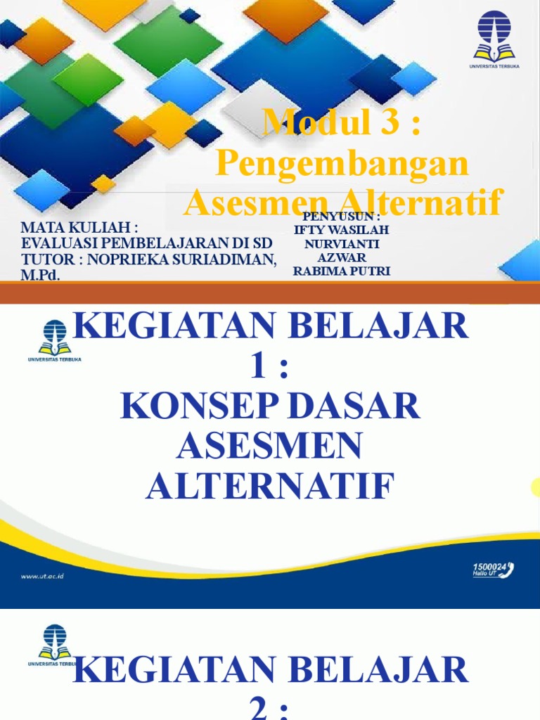 PPT PDGK431 Modul 3 Pengembangan Asesmen Alternatif | PDF | Karier & Perkembangan