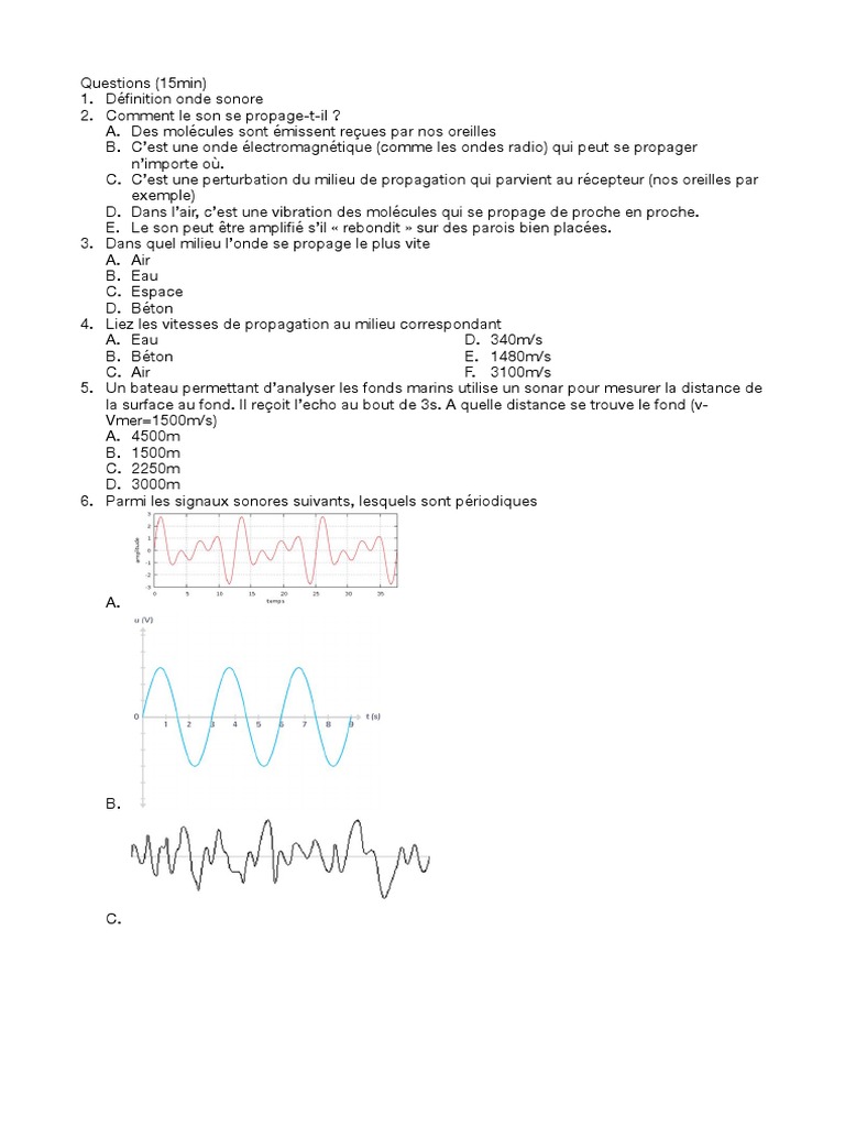 2nde-QCM Physique Son | PDF