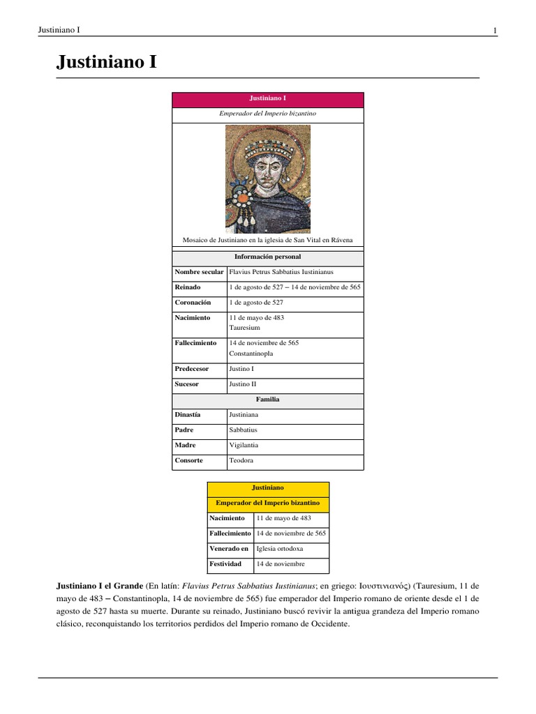 Justiniano I - Biografia | PDF | Justiniano I | imperio Bizantino