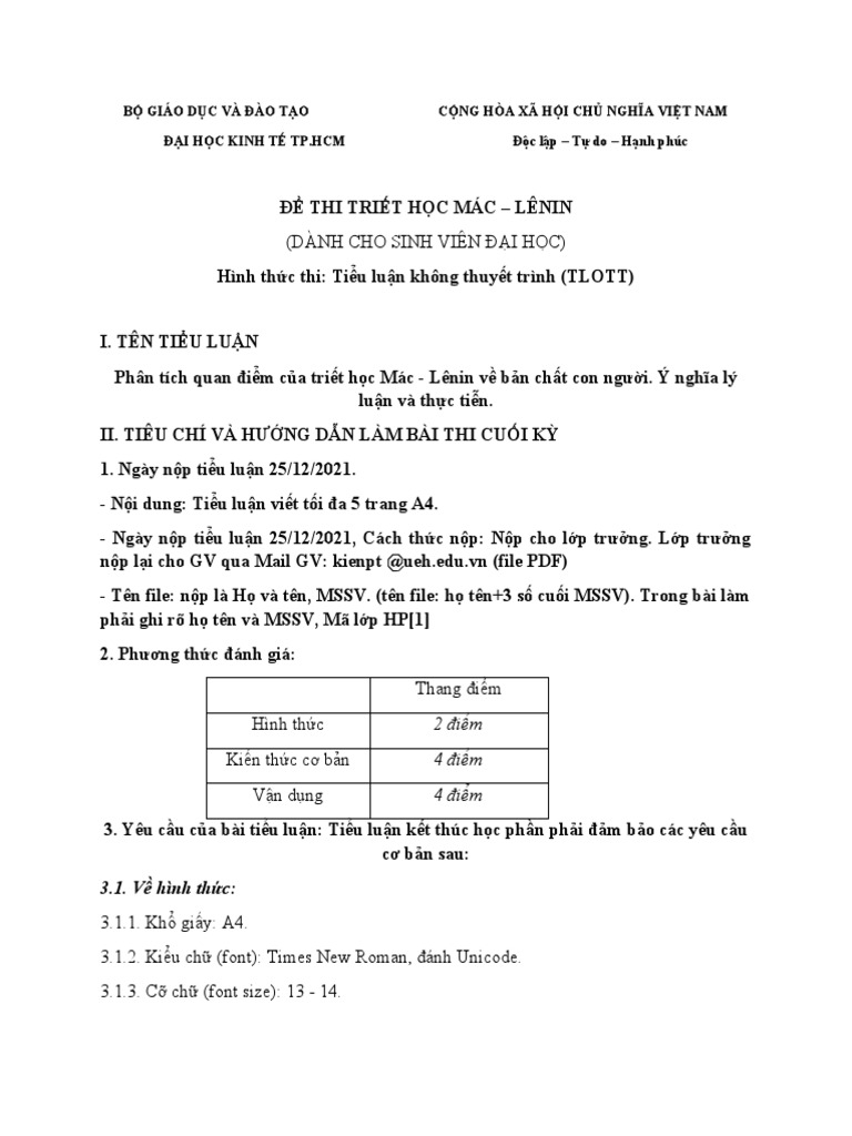 De Thi KTHP Triet ML - k47 | PDF