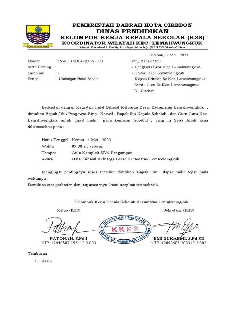 Undangan Halbil Guru Se-Kecamatan | PDF