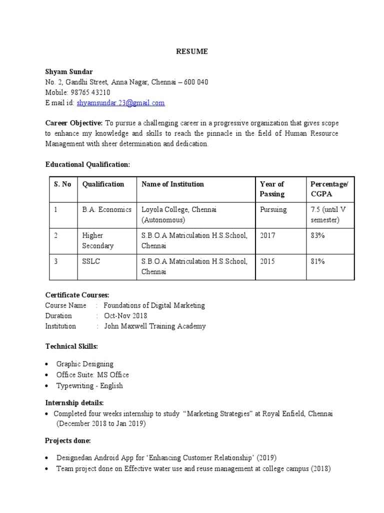 Word CT-IP-1 Resume Format | PDF