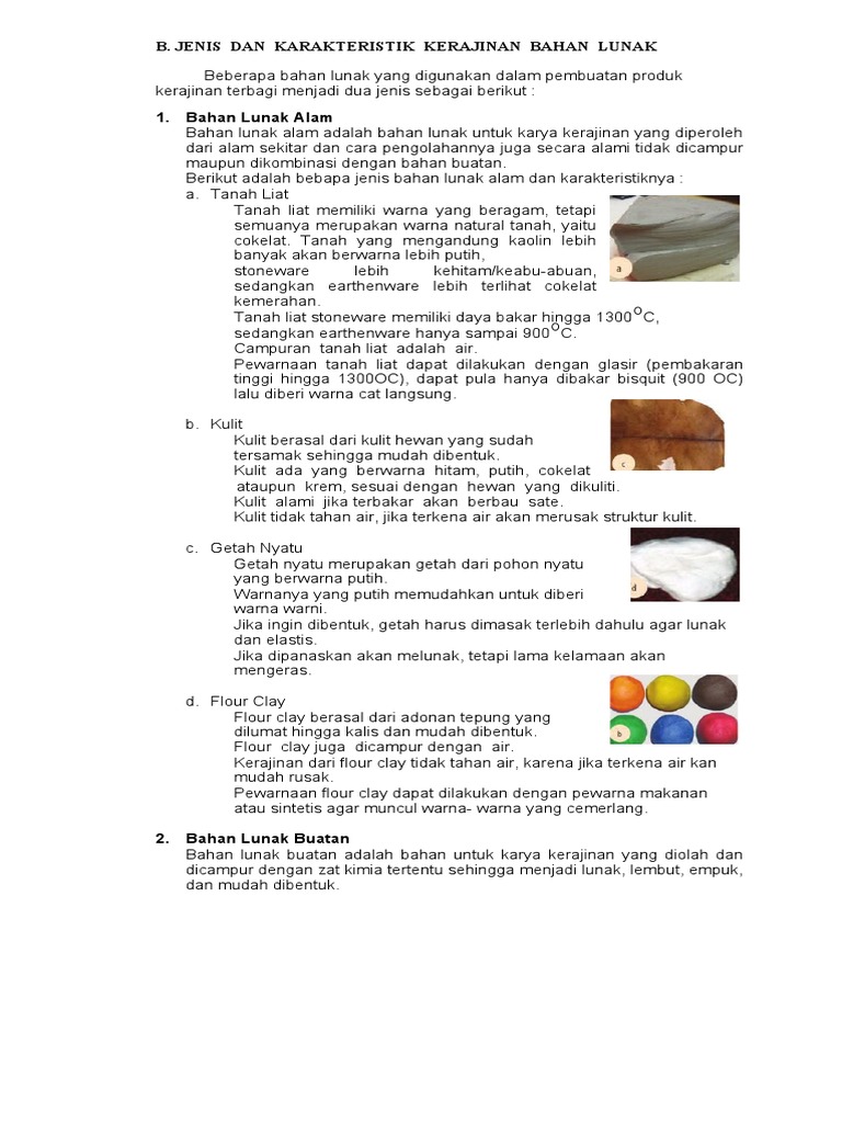 Kerajinan Bahan Lunak: Jenis & Ciri | PDF | Memasak, Makanan, & Anggur ...