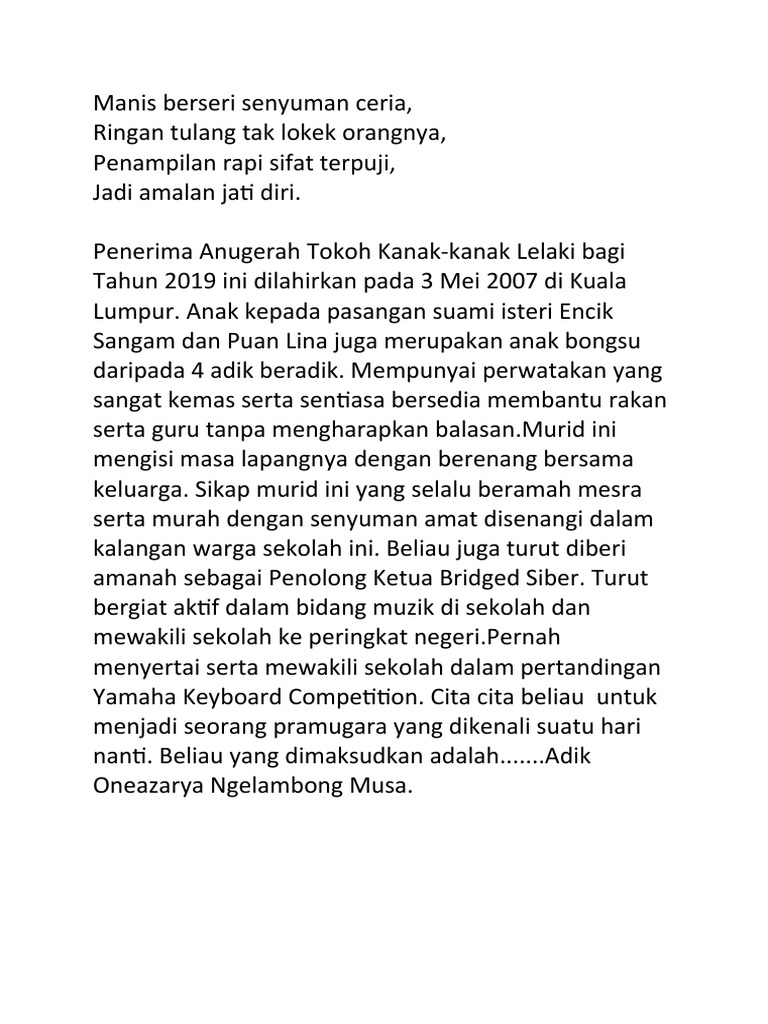 Teks Tokoh Kanak-Kanak | PDF