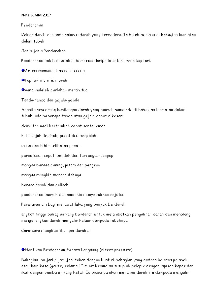 Nota Pendarahan BSMM | PDF