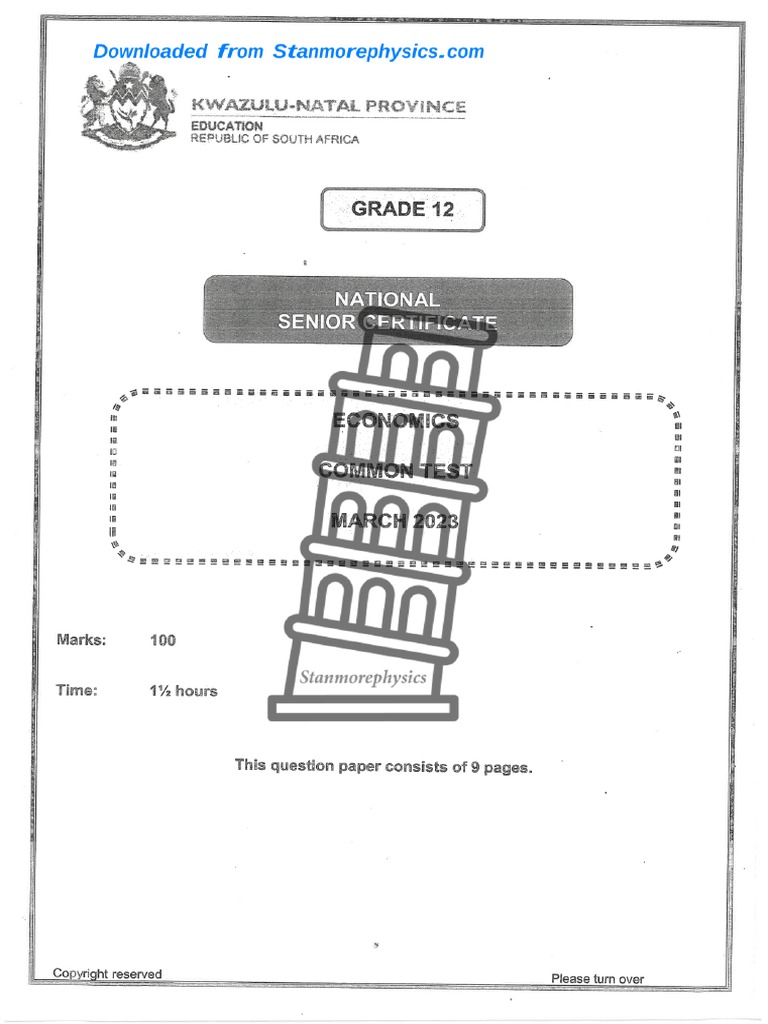 Economics Grade 12 March 2023 QP and Memo | PDF